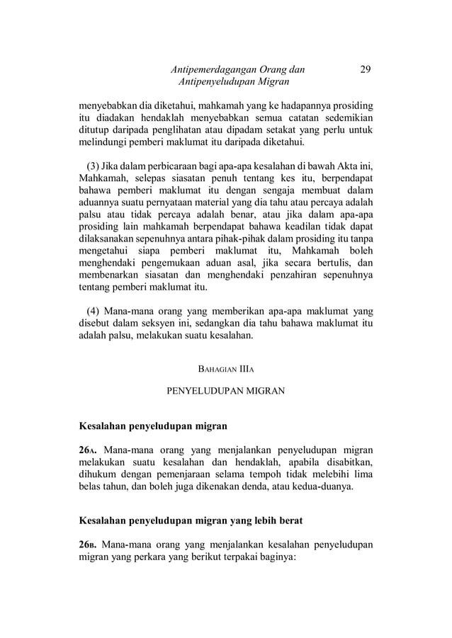 Akta Antipemerdegangan dan Penyeludupan Migran (ATIPSOM) Akta 670 | PDF