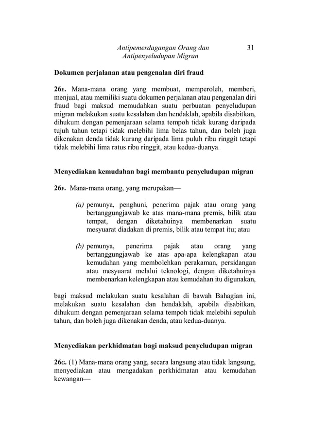 Akta Antipemerdegangan dan Penyeludupan Migran (ATIPSOM) Akta 670 | PDF