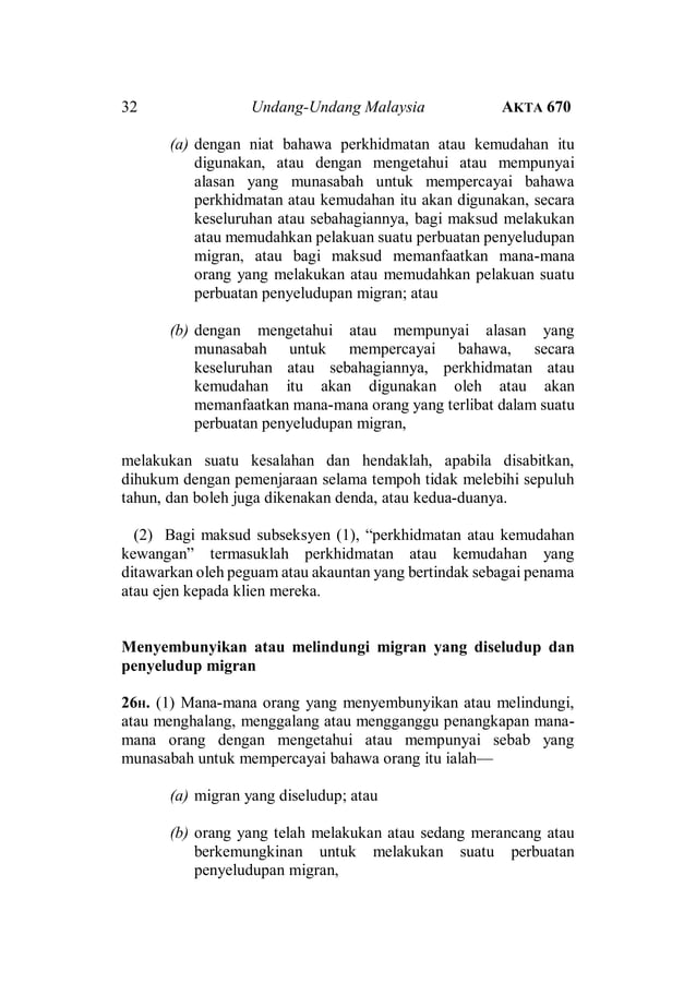 Akta Antipemerdegangan dan Penyeludupan Migran (ATIPSOM) Akta 670 | PDF