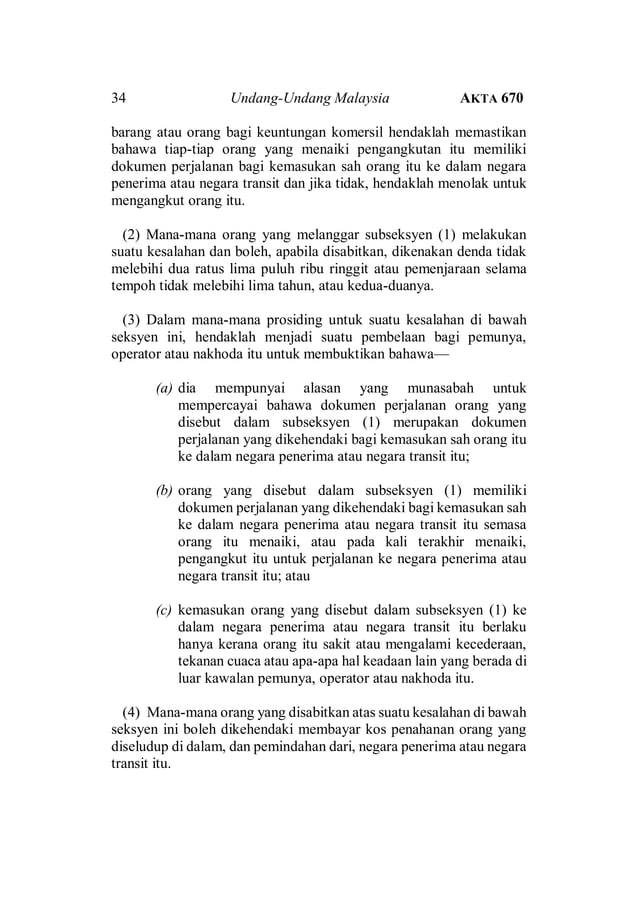 Akta Antipemerdegangan dan Penyeludupan Migran (ATIPSOM) Akta 670 | PDF