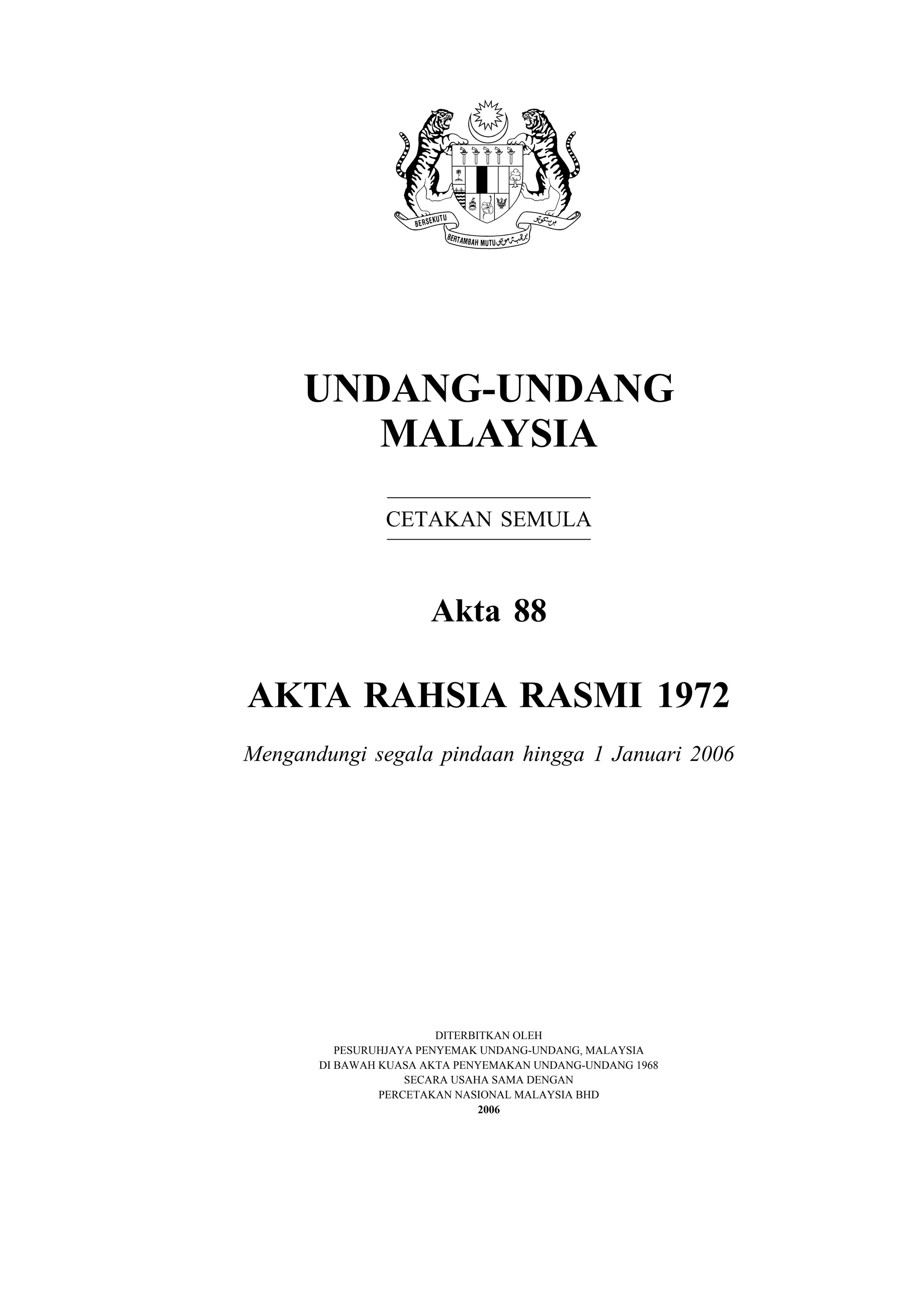 Akta 88 - Akta Rahsia Rasmi 1972 | PDF