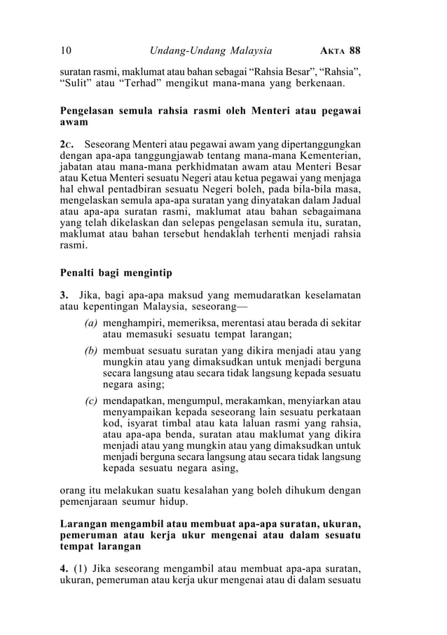 Akta 88 - Akta Rahsia Rasmi 1972 | PDF