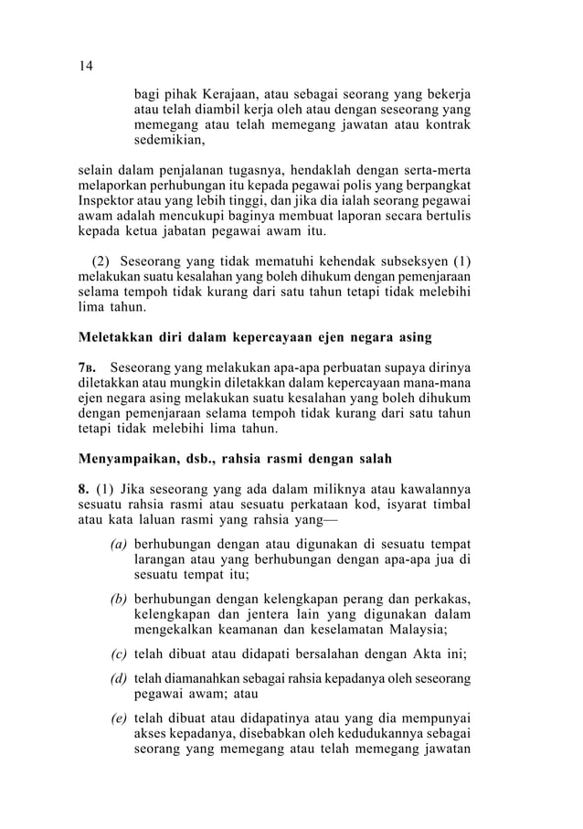 Akta 88 - Akta Rahsia Rasmi 1972 | PDF