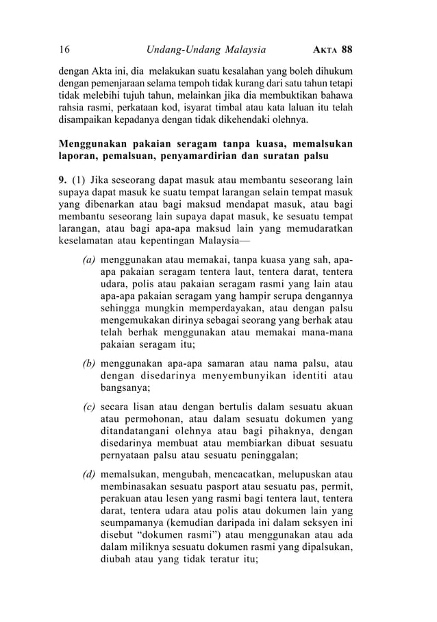 Akta 88 - Akta Rahsia Rasmi 1972 | PDF
