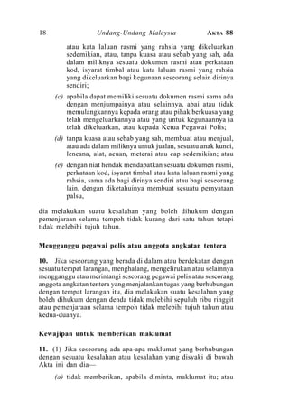 Akta 88 - Akta Rahsia Rasmi 1972 | PDF