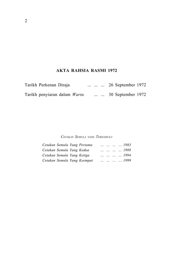 Akta 88 - Akta Rahsia Rasmi 1972 | PDF
