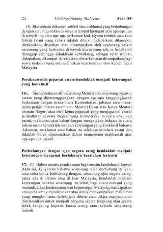Akta 88 - Akta Rahsia Rasmi 1972 | PDF