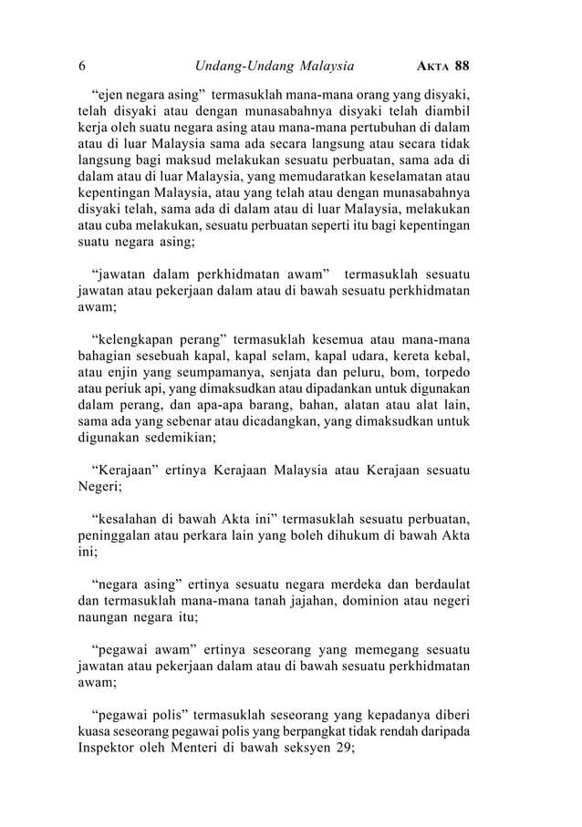 Akta 88 - Akta Rahsia Rasmi 1972 | PDF