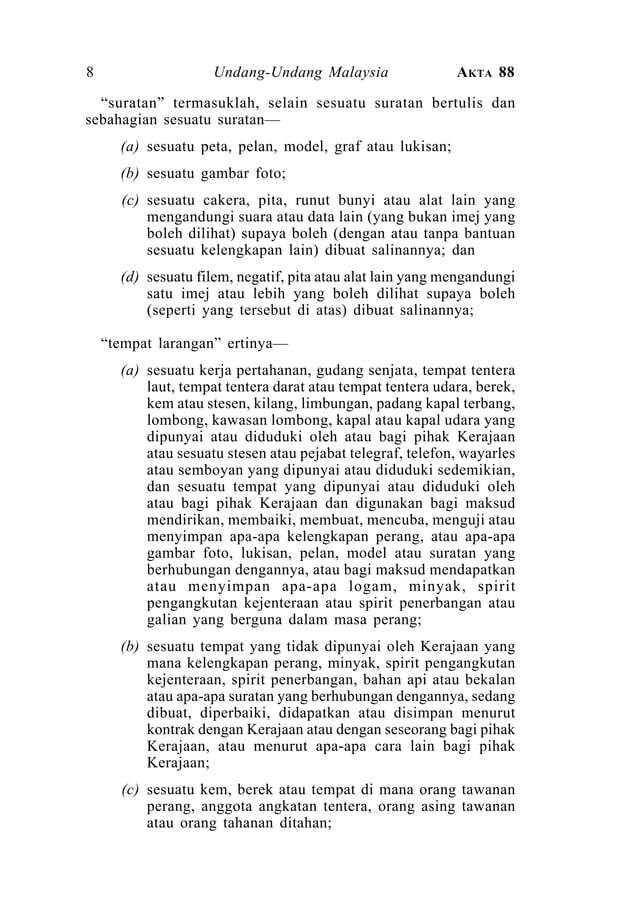 Akta 88 - Akta Rahsia Rasmi 1972 | PDF
