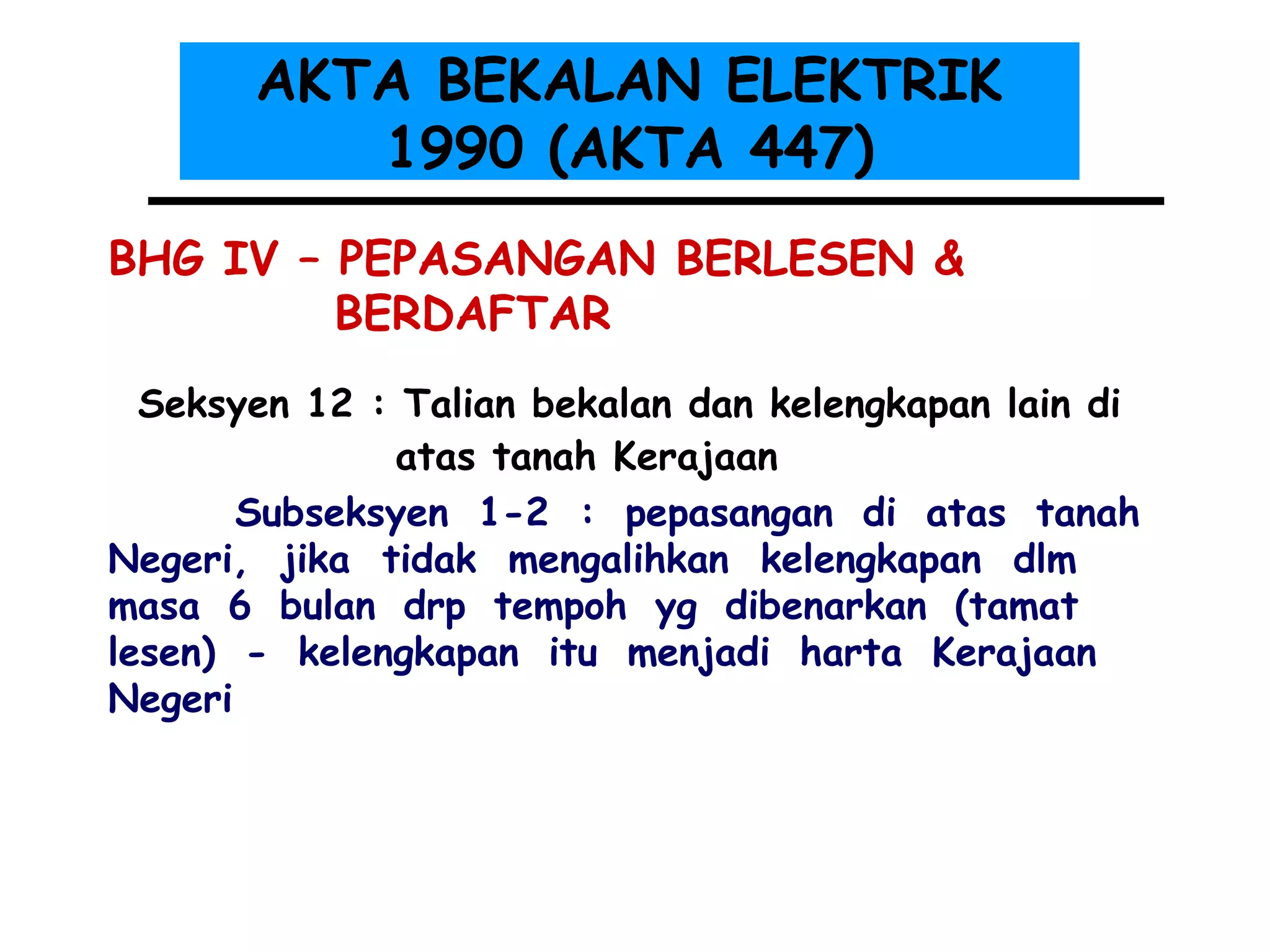 Akta bekalan elektrik 1994 | PPT