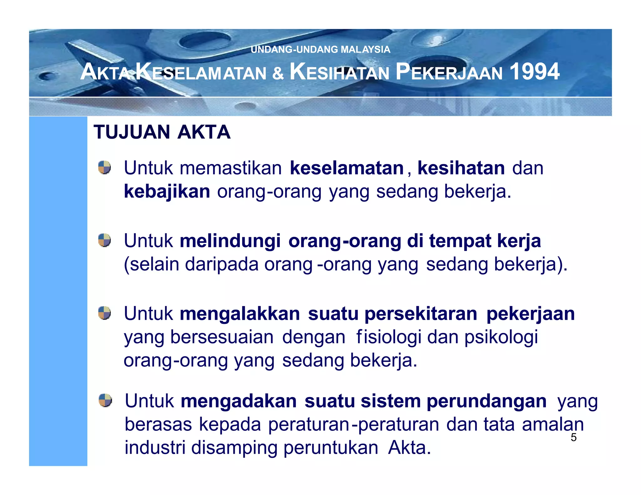 Akta keselamatan dan kesihatan perkerjaan 1994 | PDF