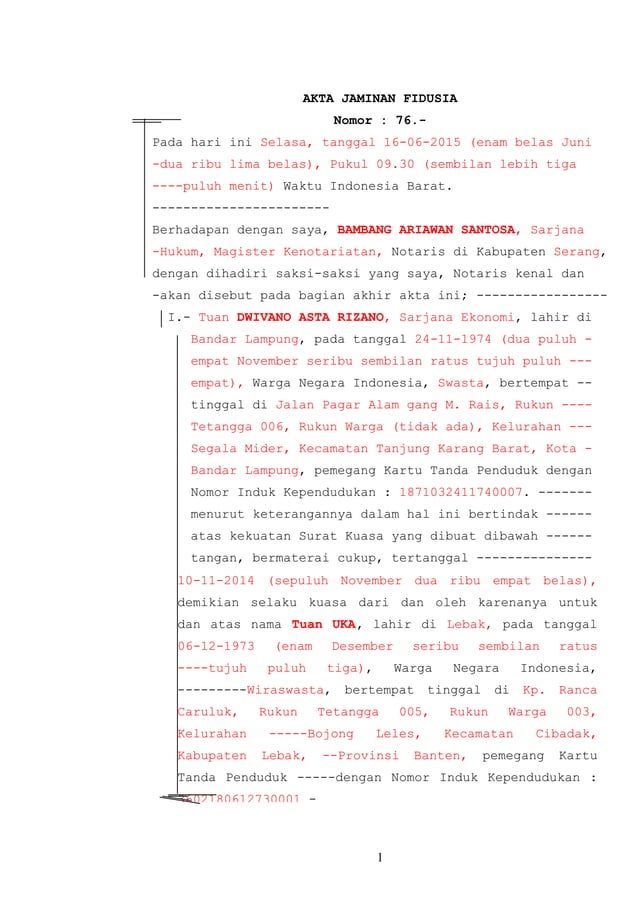 Akta no. 76 uka | DOC