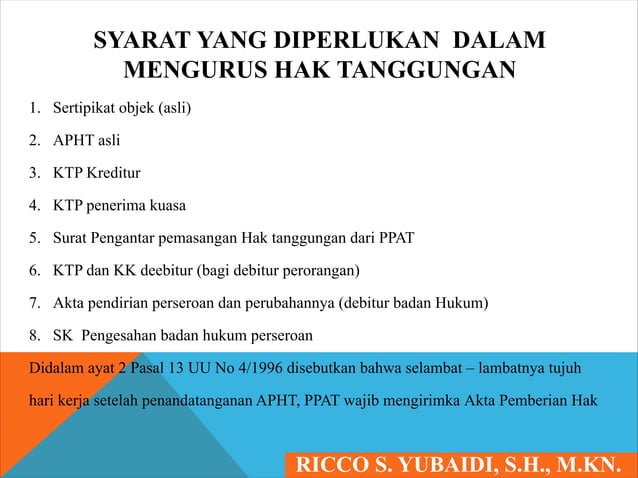 Akta Pemberian Hak Tanggungan (APHT) - Ricco Survival Yubaidi, S.H., M ...