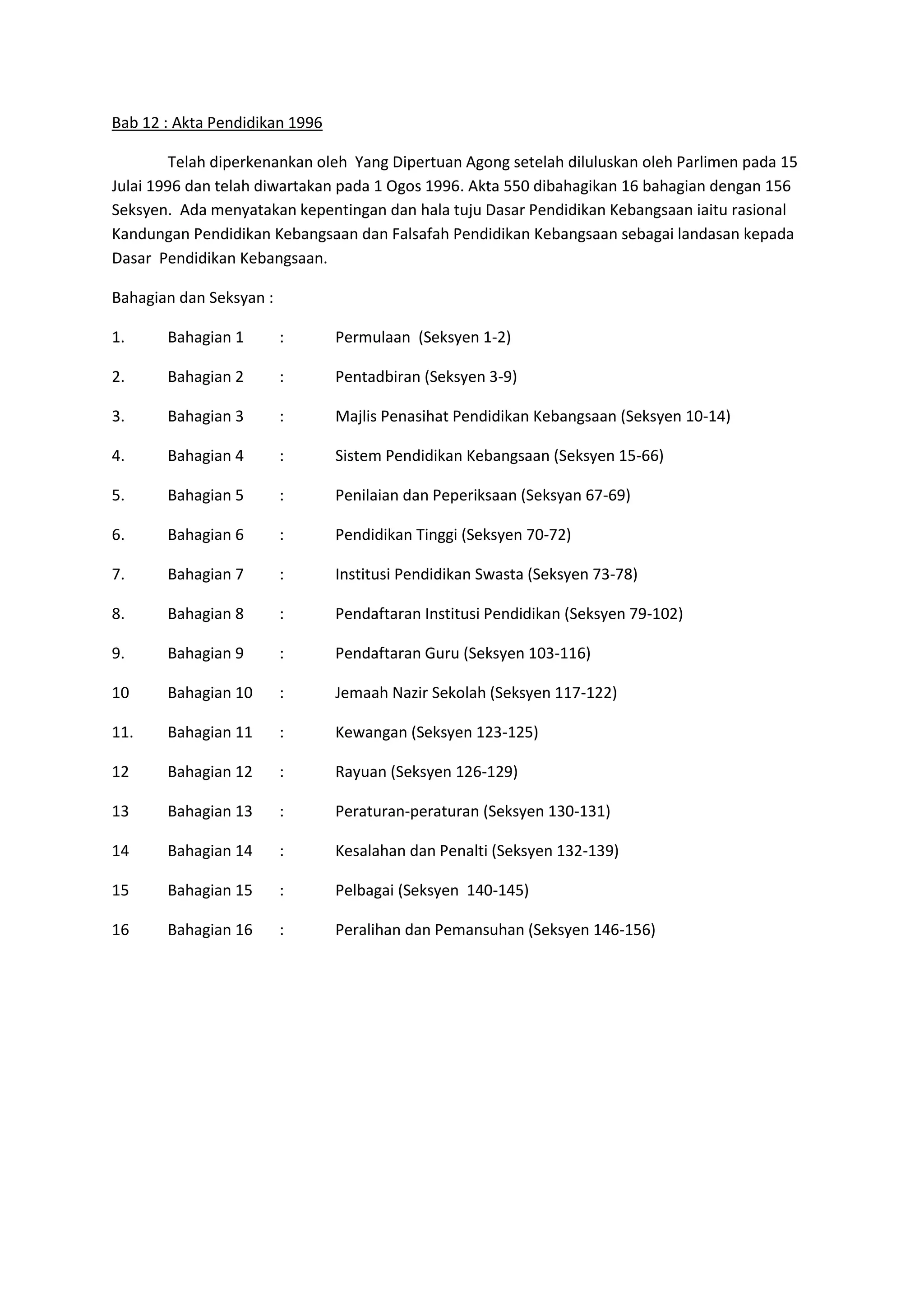 Akta pendidikan 1996 | DOCX
