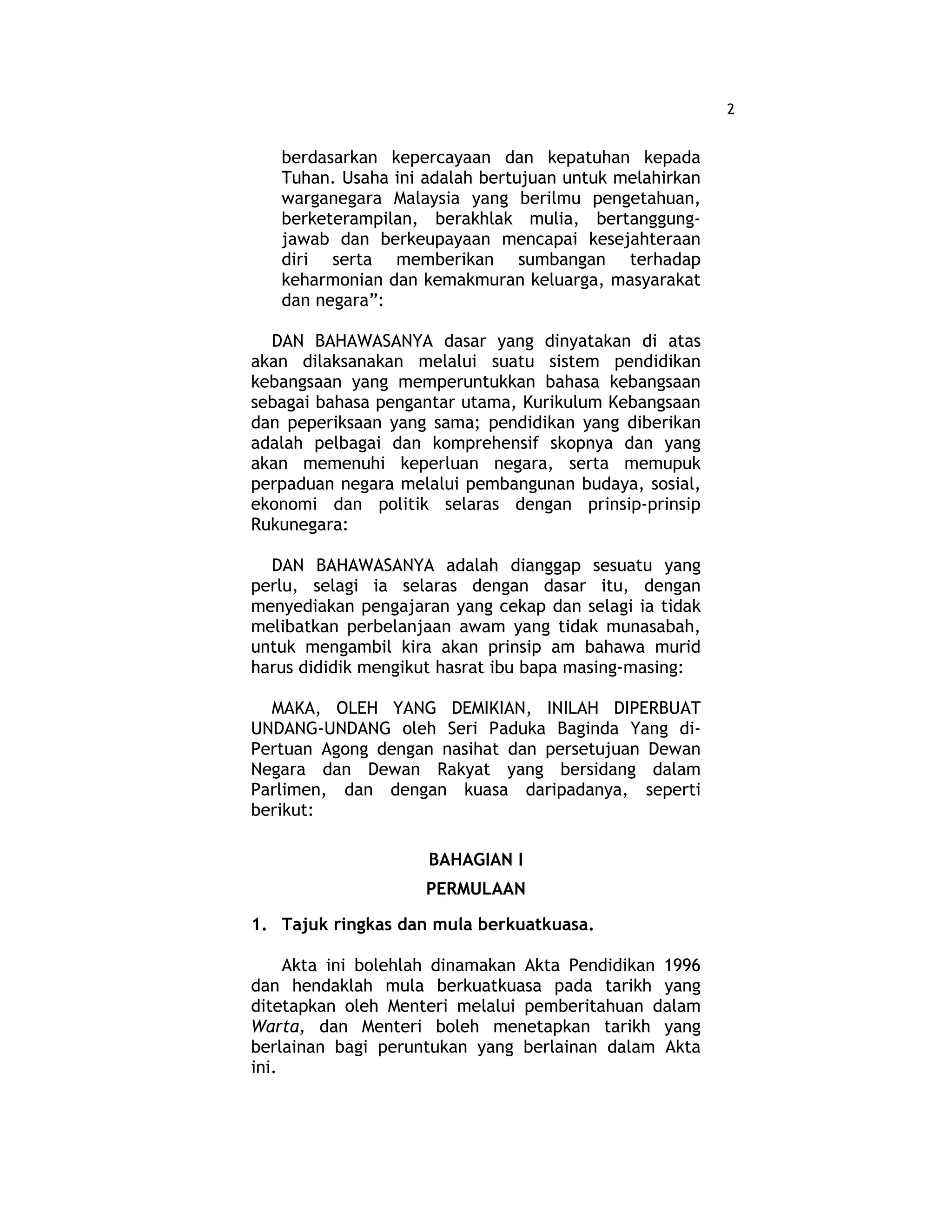 Akta pendidikan 1996 | PDF