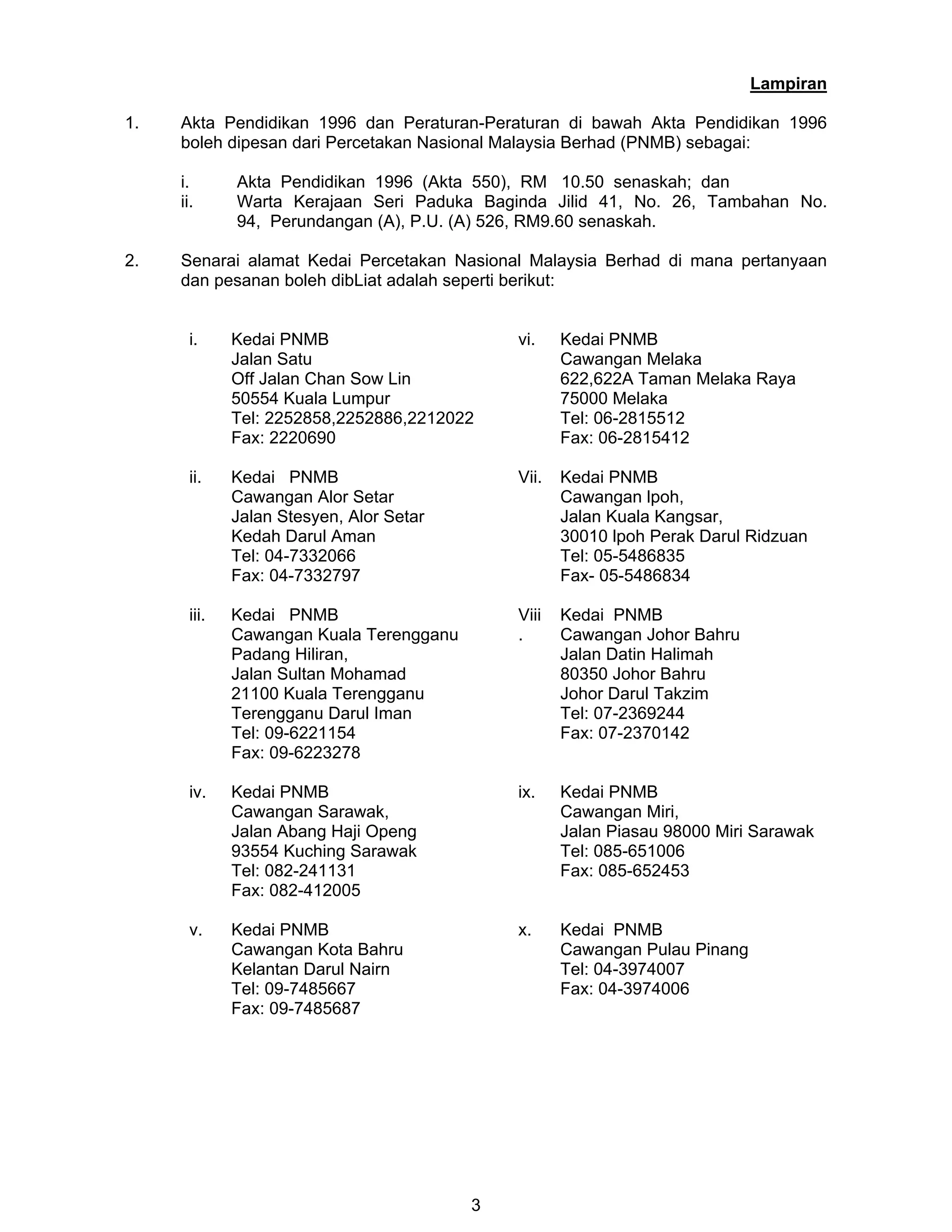 Akta pendidikan 1996 dan peraturan peraturan | PDF