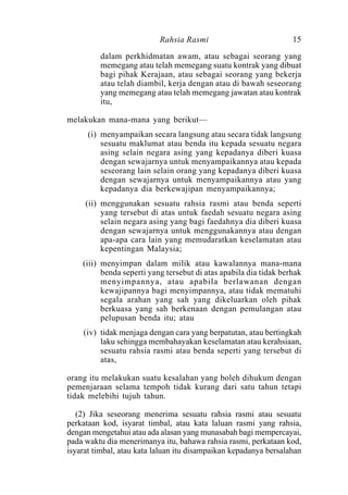 Undang- Undang Malaysia Akta Rahsia Rasmi 1972 Akta 88 | PDF