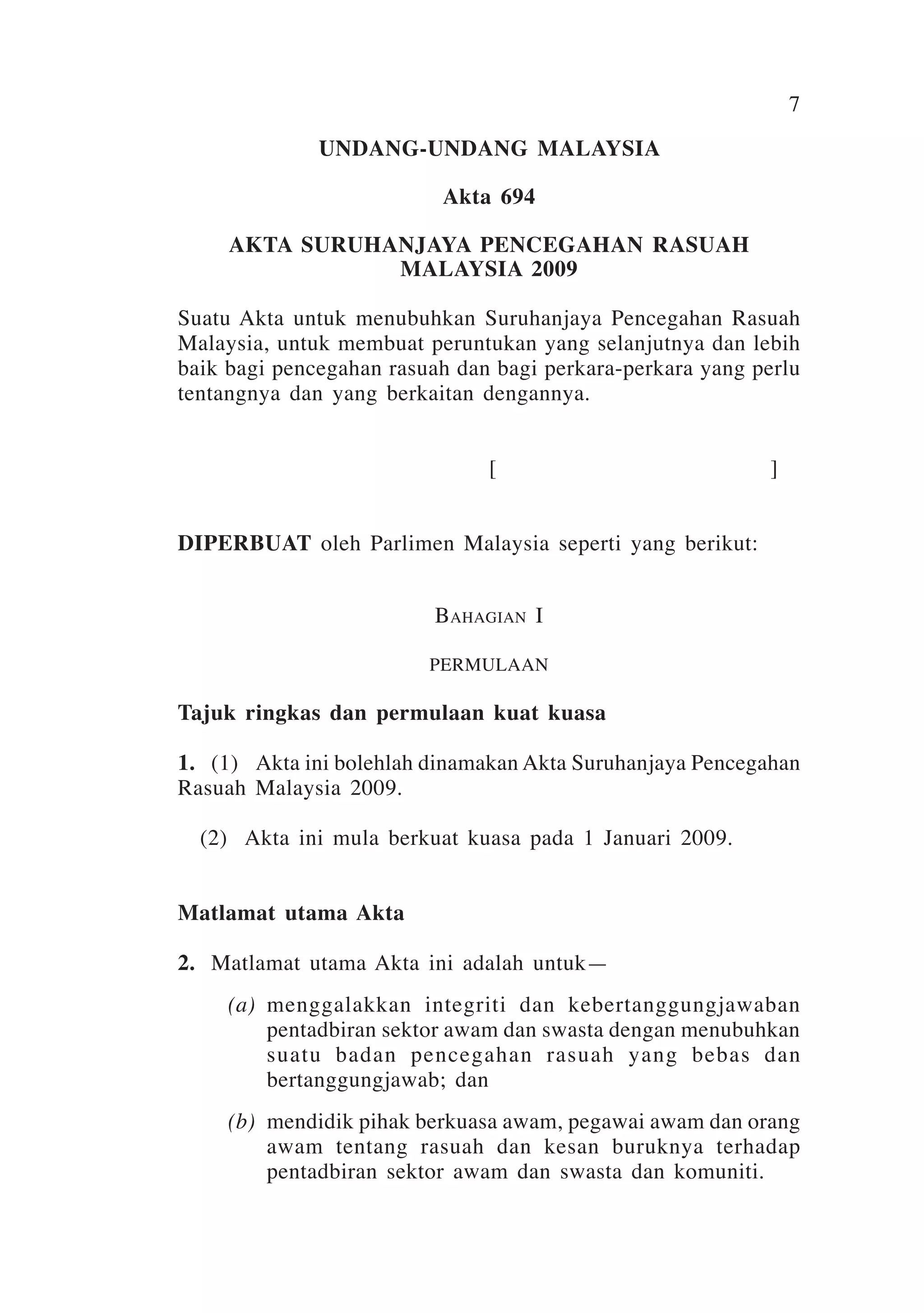 Akta sprm 2009 | PDF