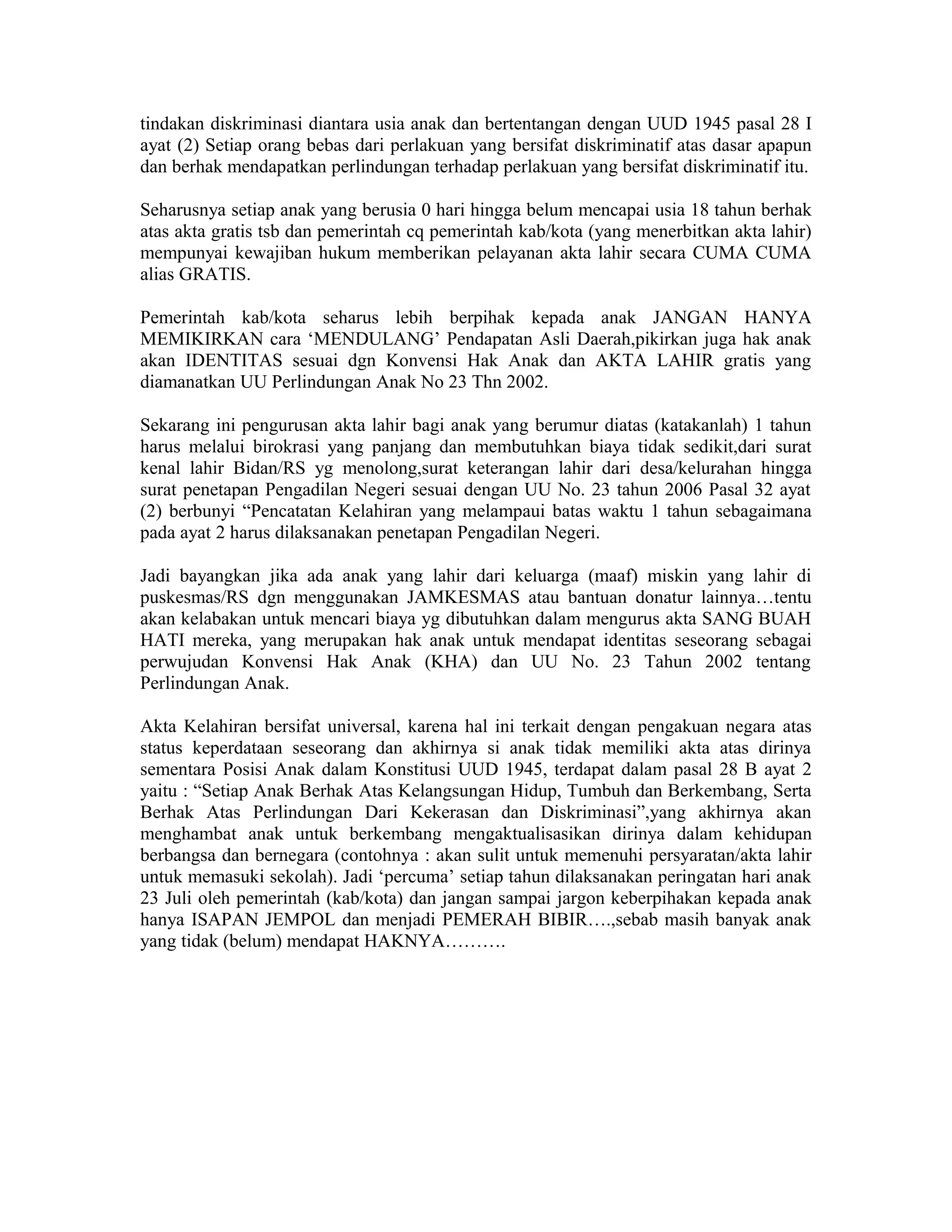 Akte kelahiran anak | DOC