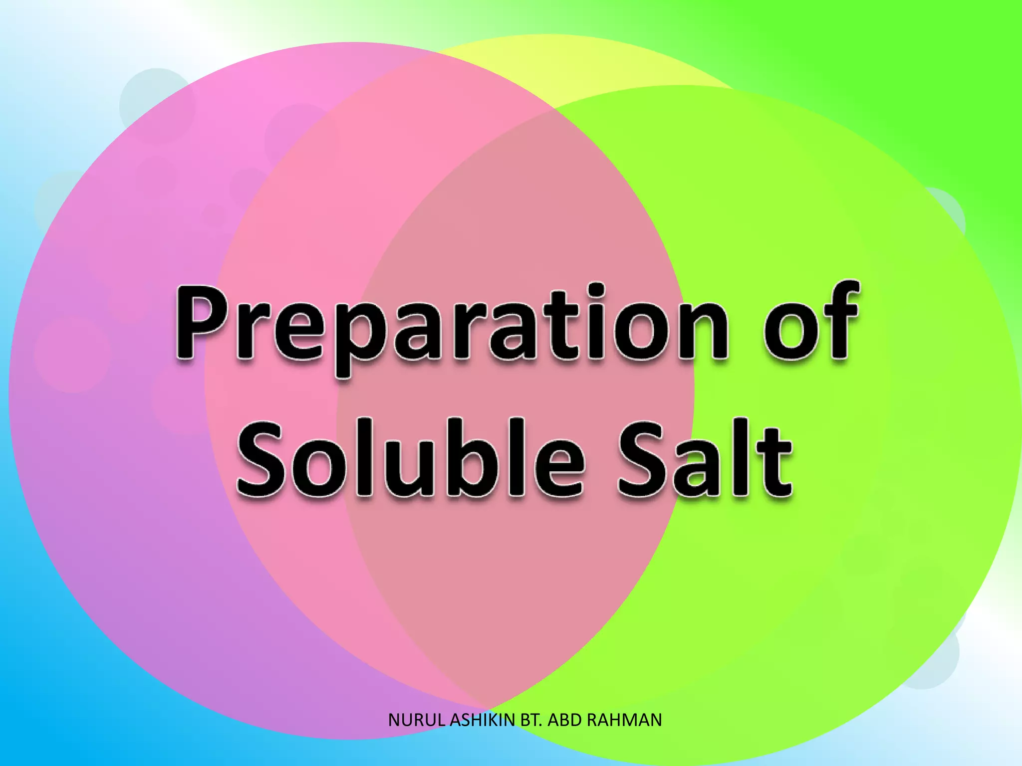Preparation of Soluble Salt | PPT