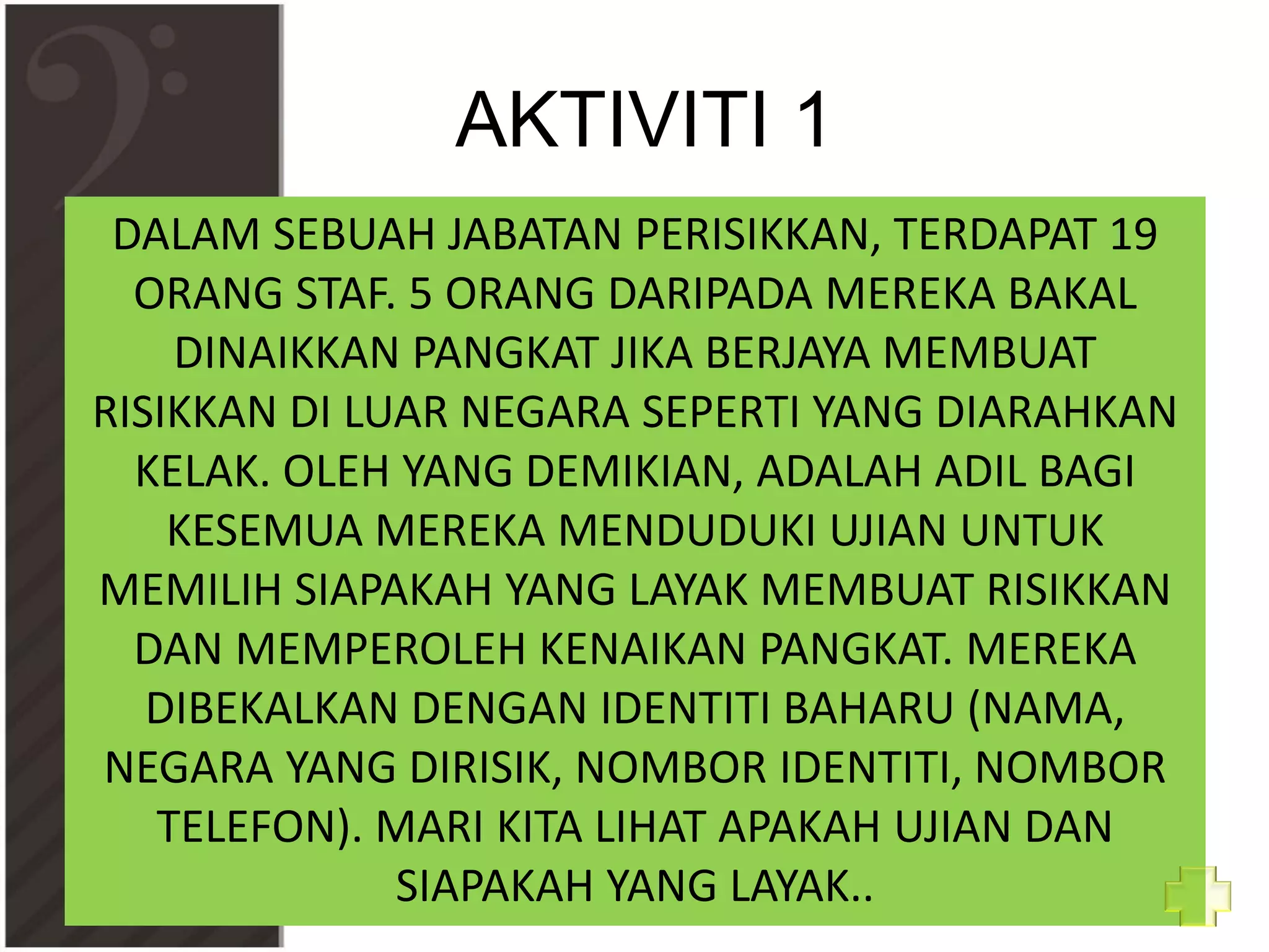 Aktiviti menilai tahap ingatan daya ingatan kendiri | PPS