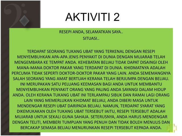 Aktiviti menilai tahap ingatan daya ingatan kendiri | PPT