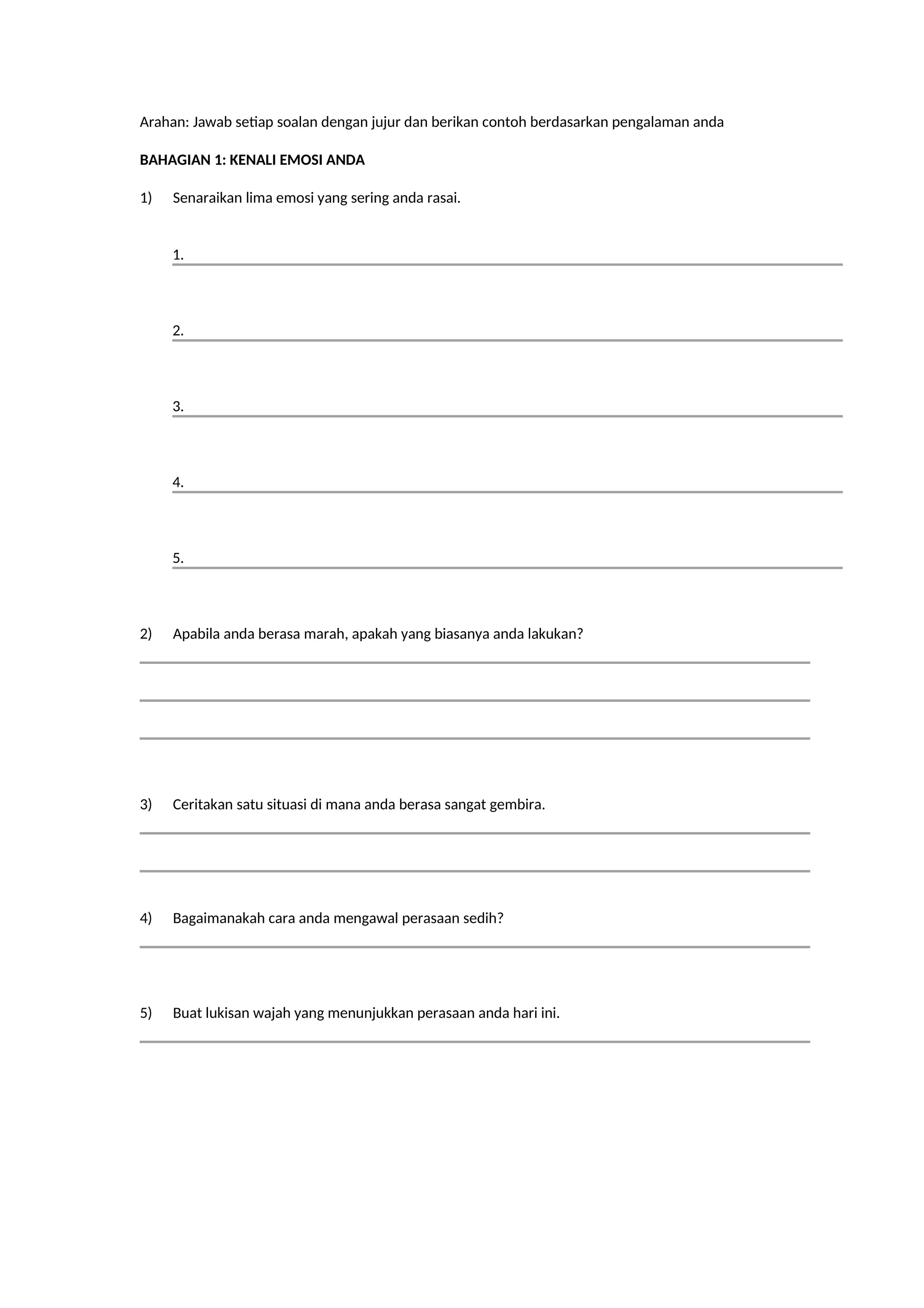 AKTIVITI PRS BERKAITAN EMOSI DAN PERASAAN | DOCX