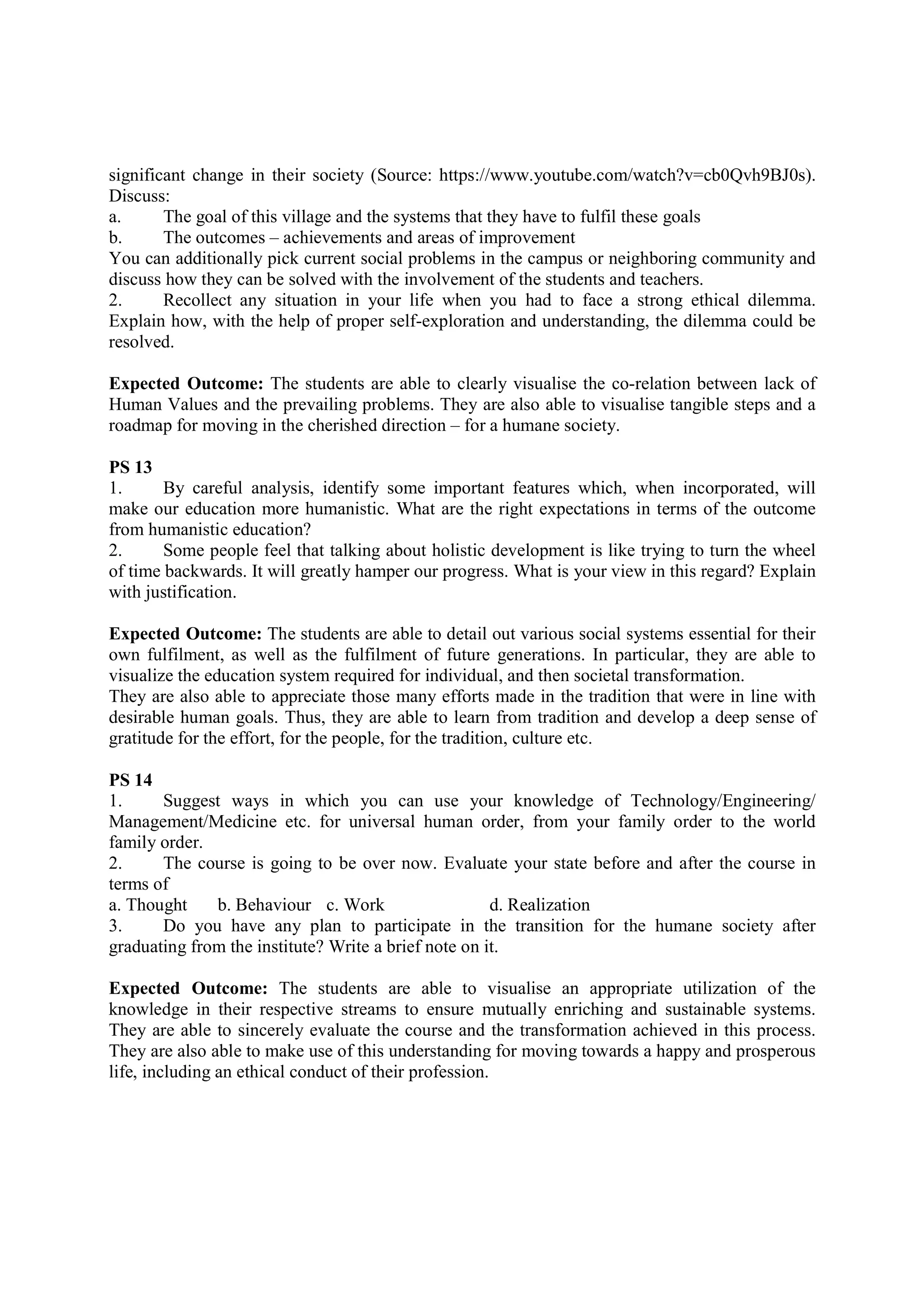 Universal Human Values Syllabus for AKTU | PDF