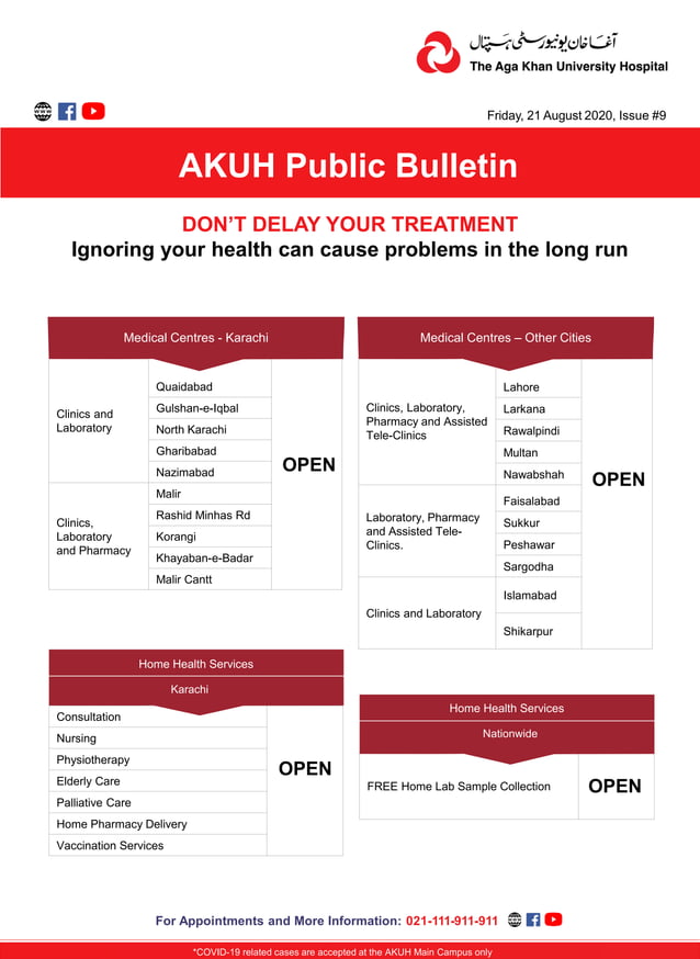 AKUH COVID-19 Public Bulletin 21st August 2020 | PDF