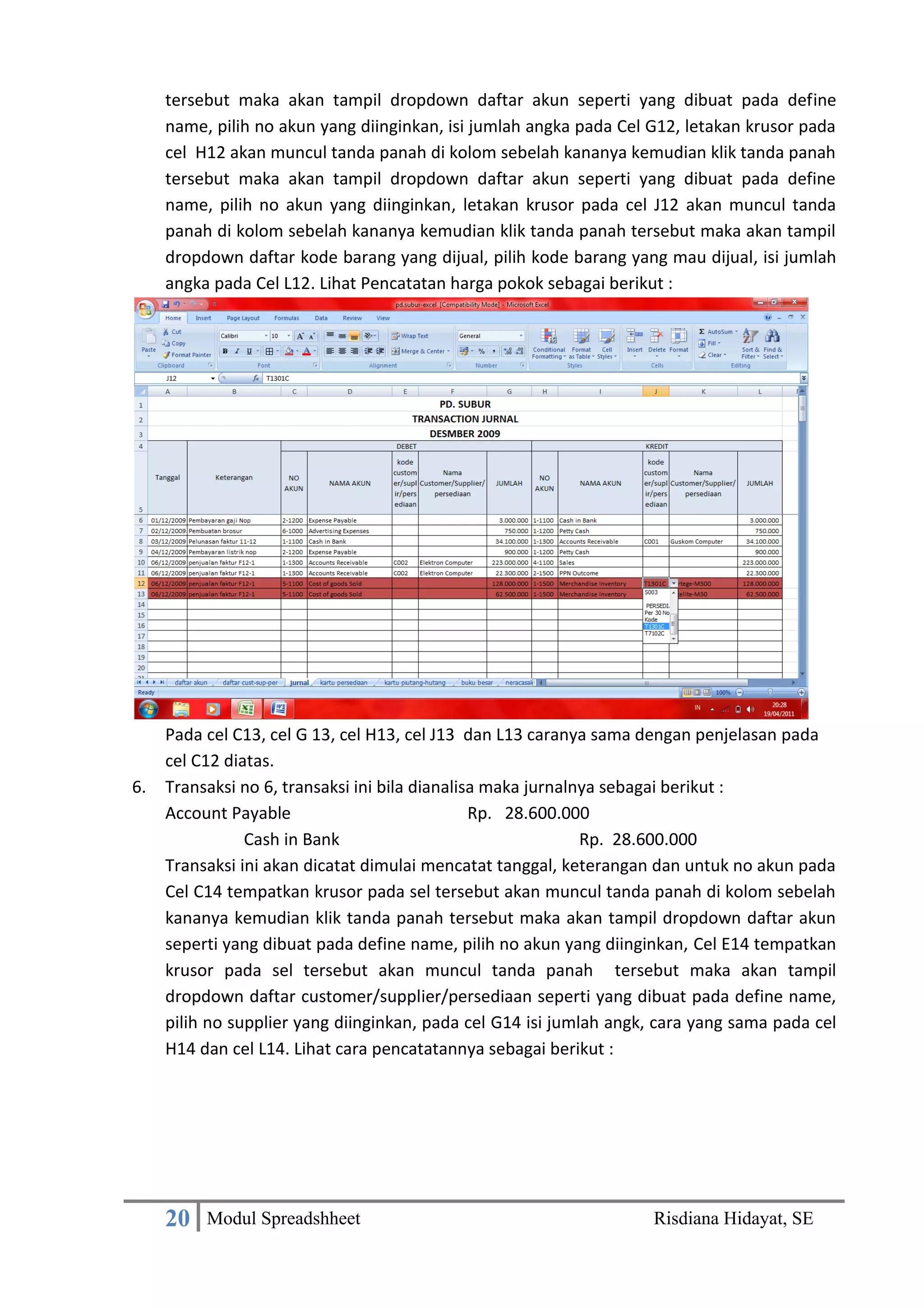 Modul Prod. Akuntansi Program Spreadsheet | PDF