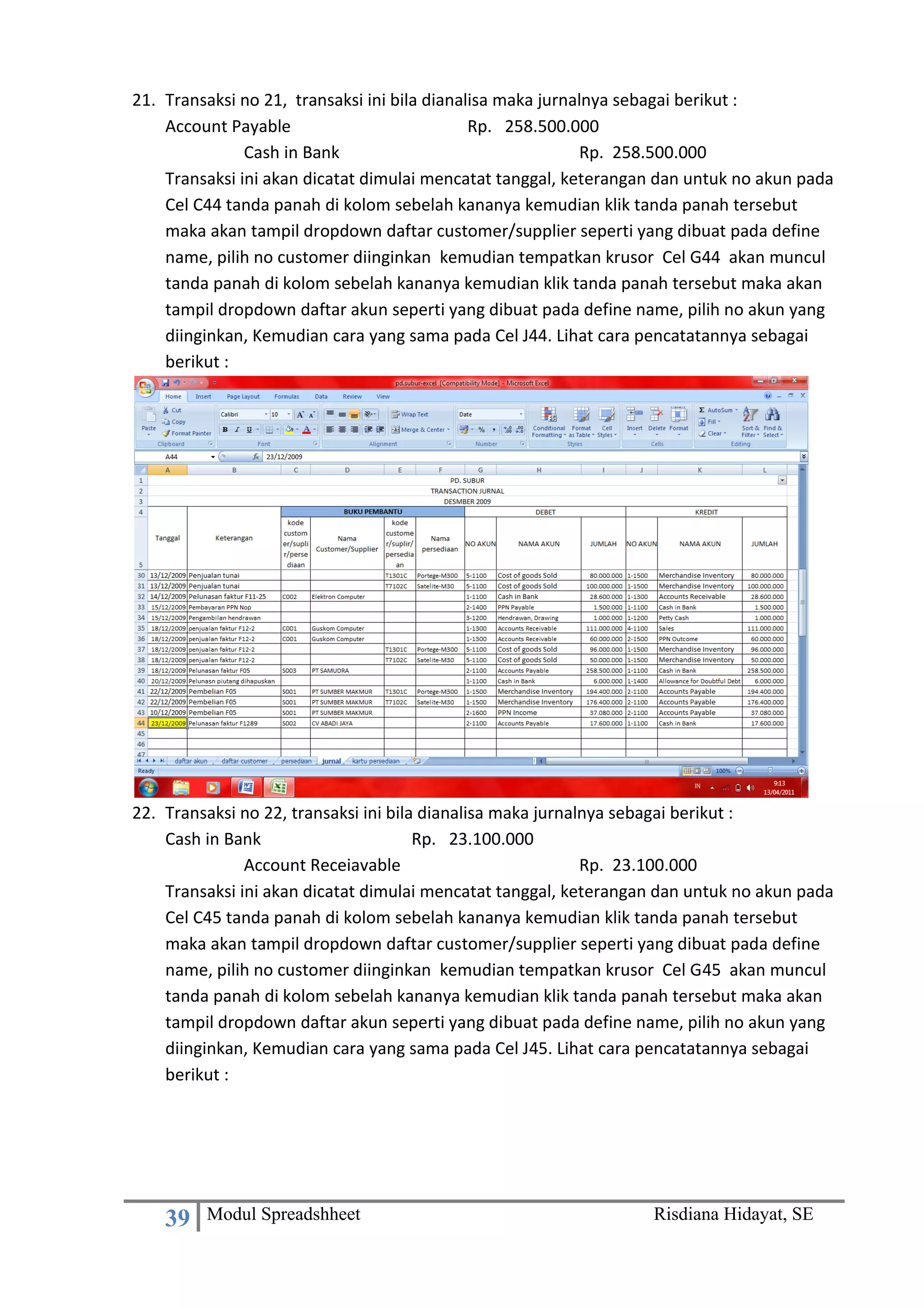 Modul Prod. Akuntansi Program Spreadsheet | PDF