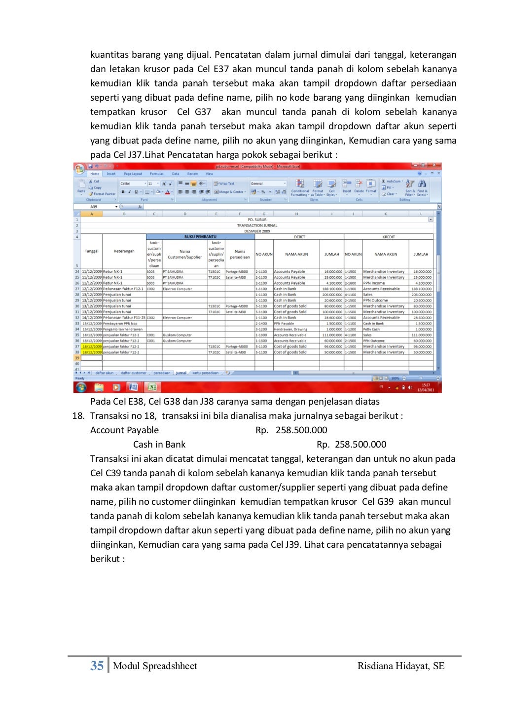 Modul Prod. Akuntansi Program Spreadsheet