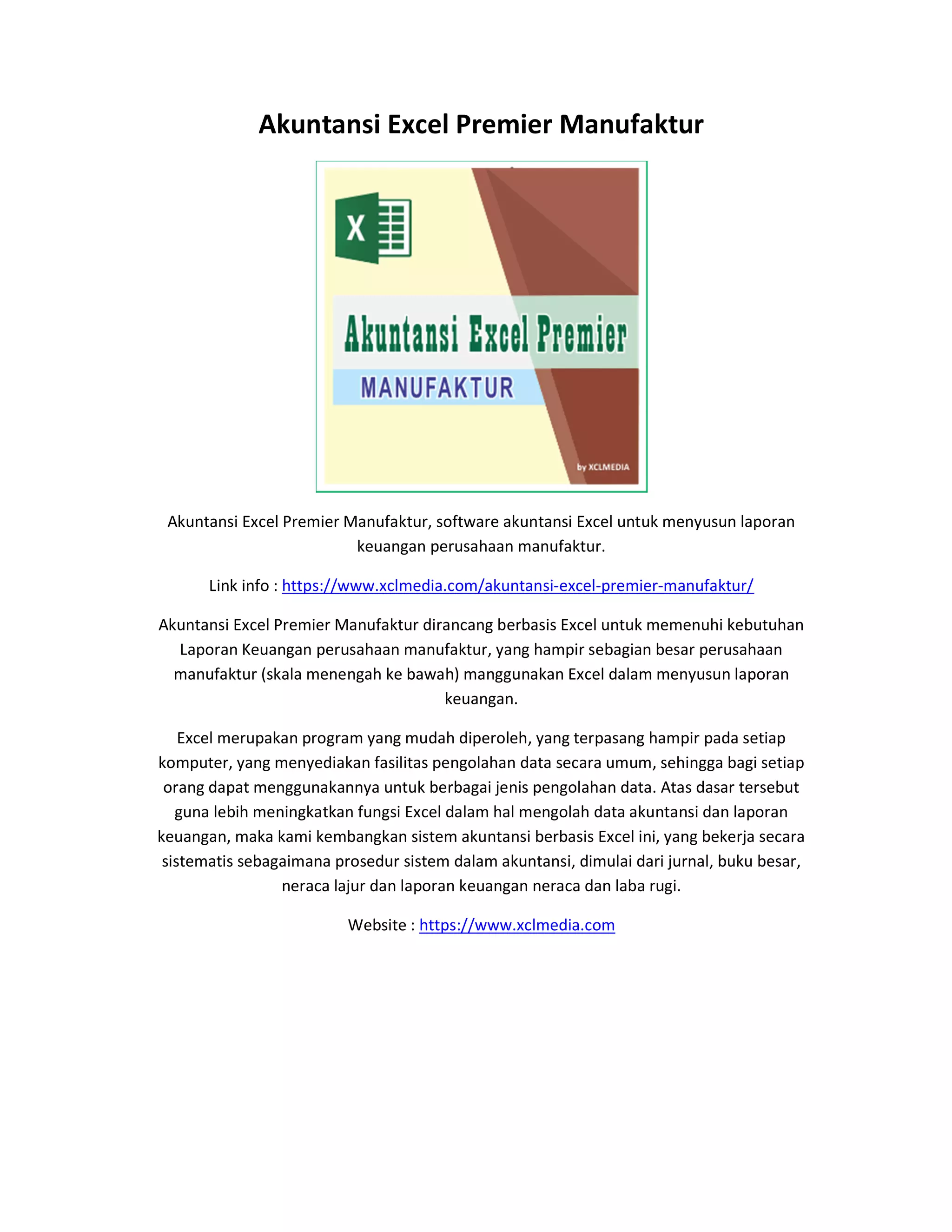 Akuntansi Excel Premier Manufaktur | PDF
