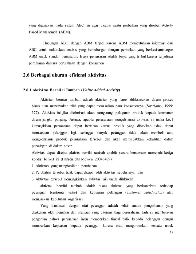 Akutansi manajemen abc & abm | DOCX