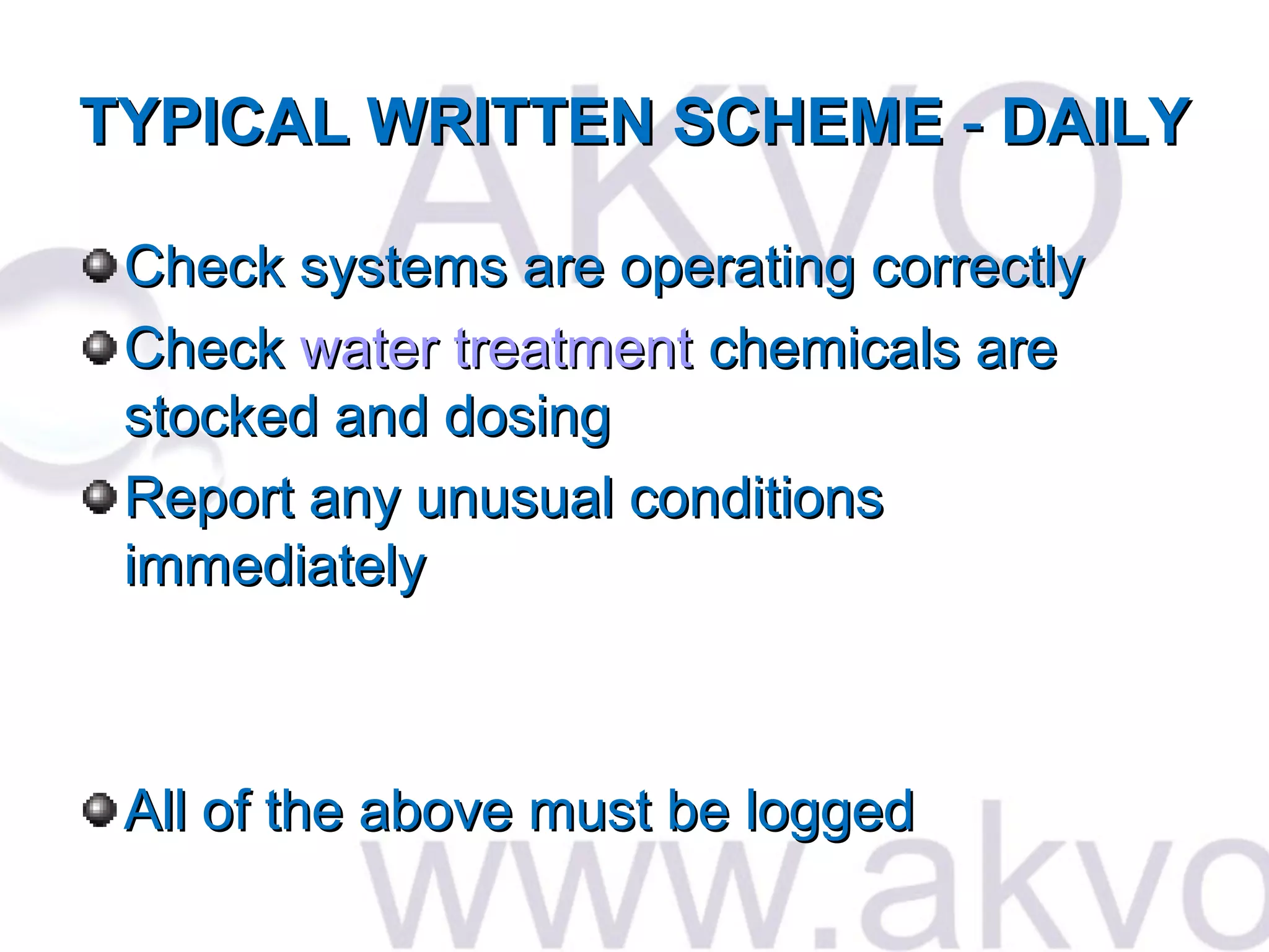 Akvo - the control of legionella bacteria in bakery water systems | PPT