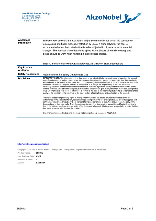 Akzo nobel en304u_interpon 700 | PDF | Science