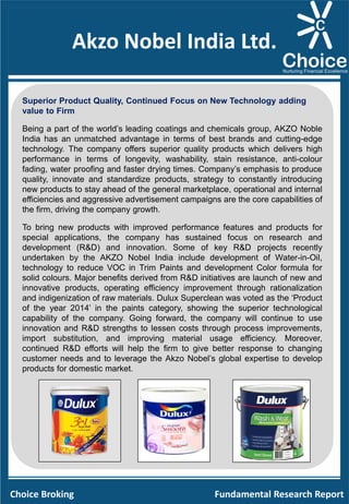 Akzo Nobel India Ltd. | PDF