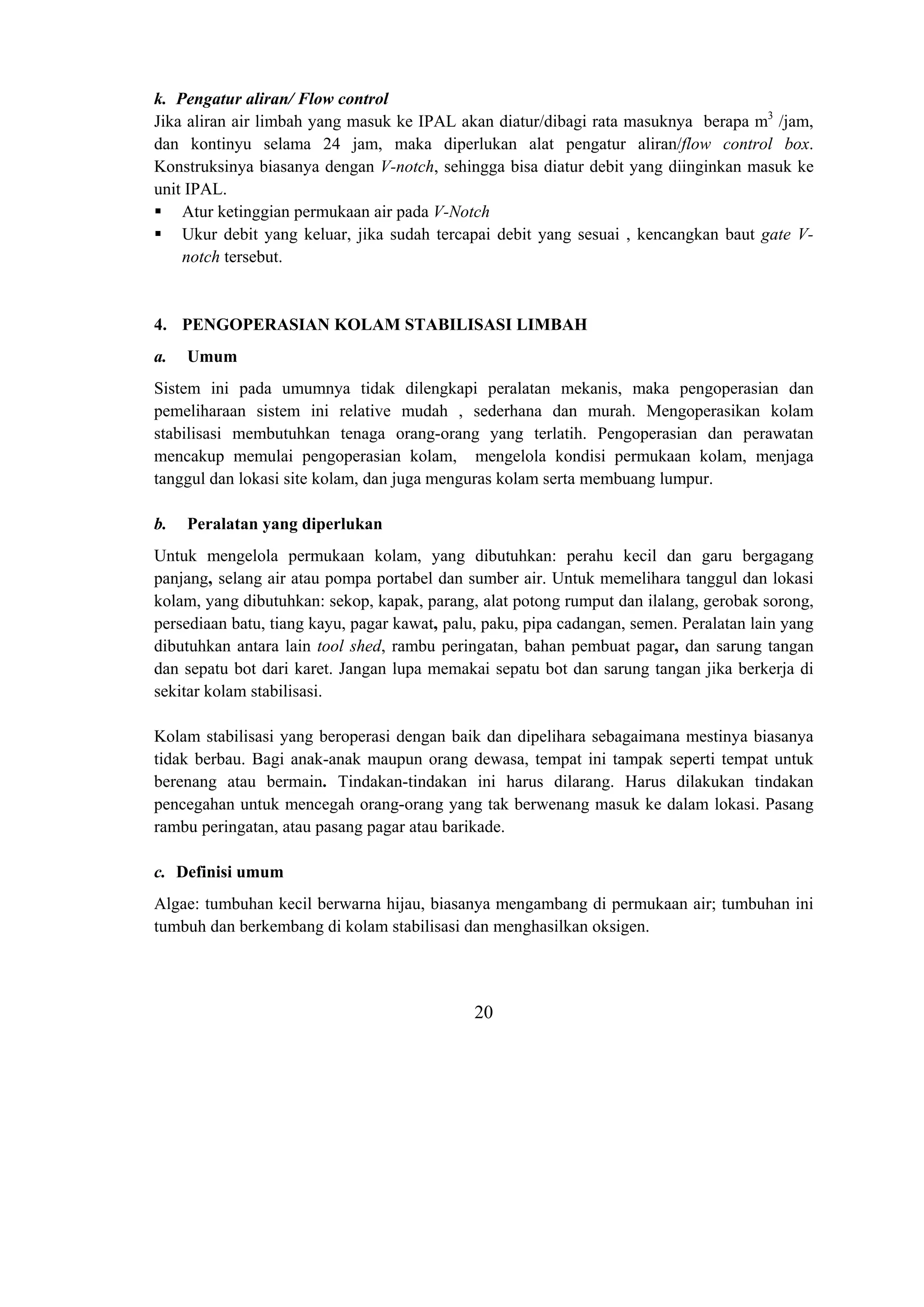 Pedoman pengoperasian dan pemeliharaan ipal | PDF