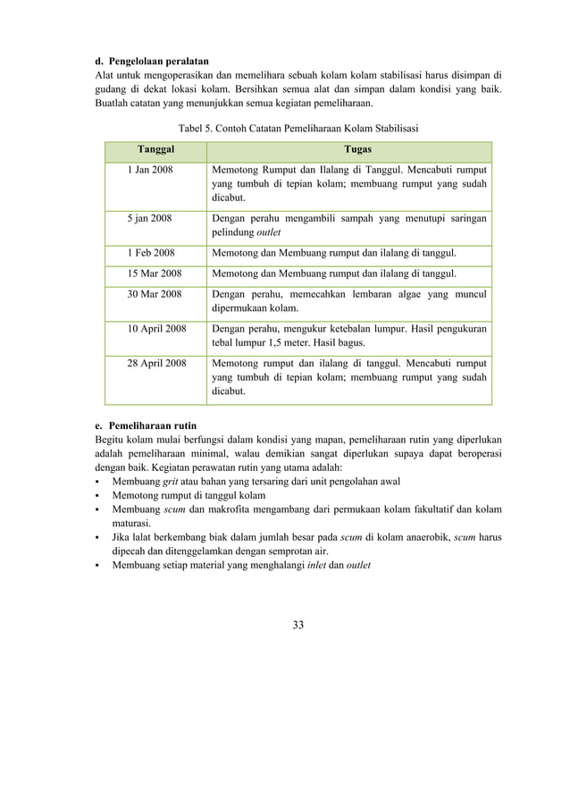 Pedoman pengoperasian dan pemeliharaan ipal | PDF