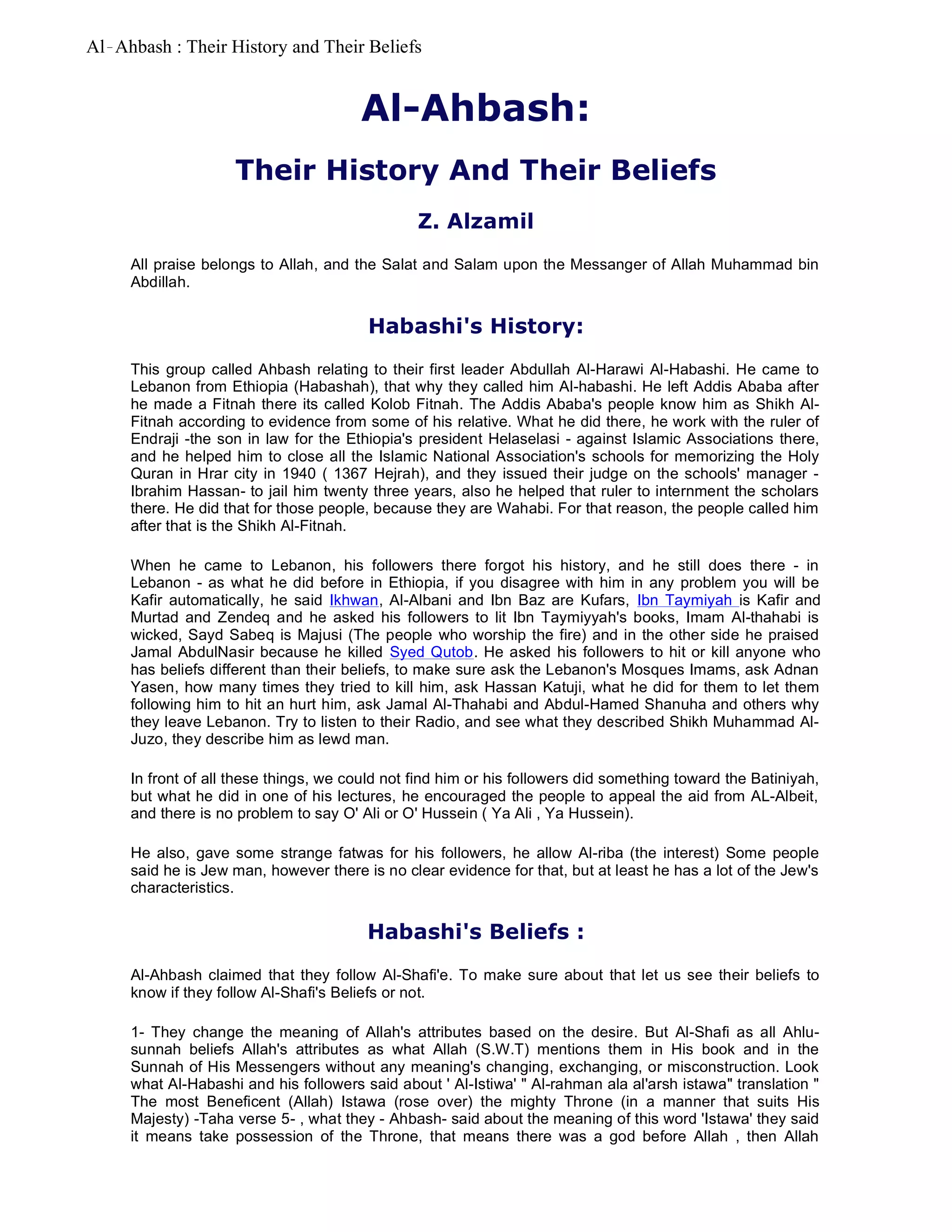 Al ahbash history and aqeedah | PDF