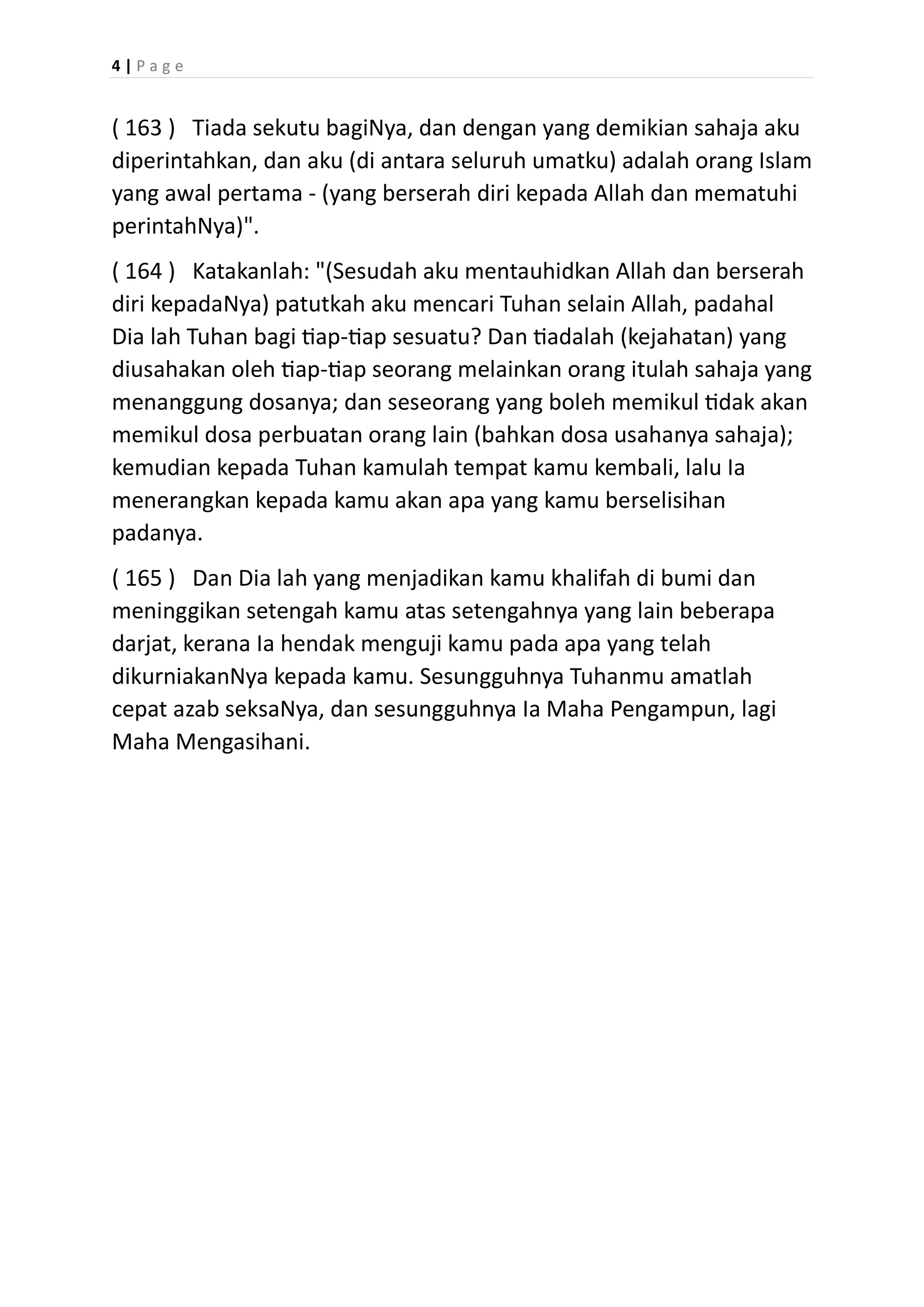 Al-An'am Ayat 153 - 165 Beserta terjemah | PDF