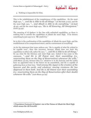 Al aqidah at-tahawiyyah - part1-5 concise notes - saalih al-fawzaan | PDF