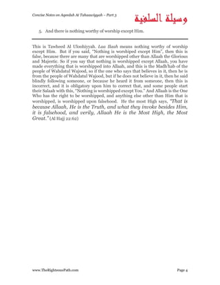 Al aqidah at-tahawiyyah - part1-5 concise notes - saalih al-fawzaan | PDF