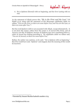 Al aqidah at-tahawiyyah - part1-5 concise notes - saalih al-fawzaan | PDF