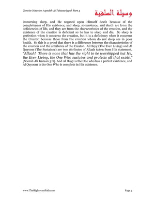 Al aqidah at-tahawiyyah - part1-5 concise notes - saalih al-fawzaan | PDF