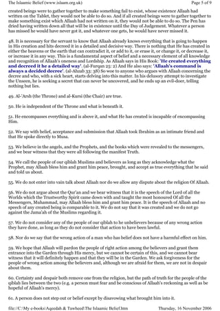 Al aqidah at-tahawiyyah (summary) | PDF