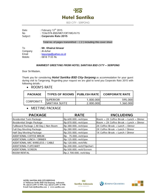 Price List Hotel Santika BSD *** | PDF | Business Accounting & Finance ...