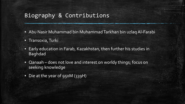 Al farabi- Biografi dan konflik Emanation Theory. | PPT