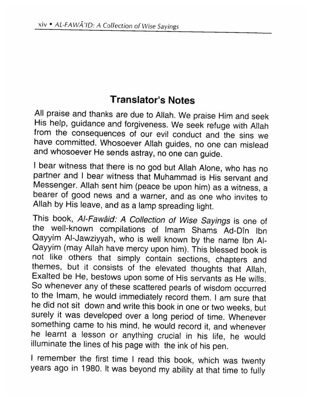 Al fawaid : A collection of wise sayings -Ibn Qayyim | PDF