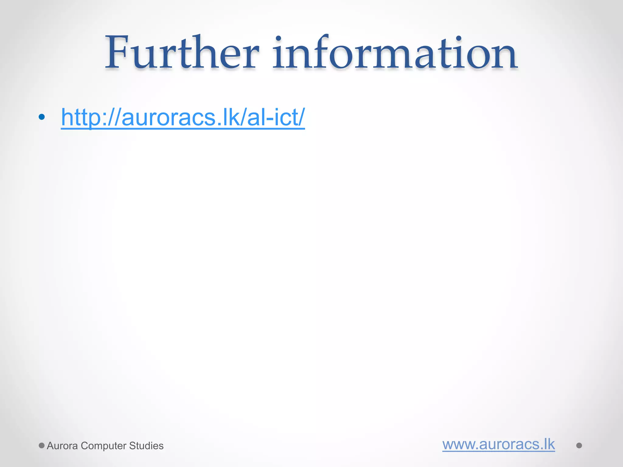 AL ICT at Aurora Computer Studies | PPT